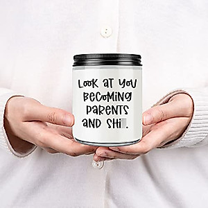 Miracu Scented Candles - Funny Baby Shower, New Parents Gifts for Couples - First Time Mom, Dad Gifts, Pregnancy, Gender Reveal Gifts for Parents to Be, Brother, Sister - Look at You Becoming Parents