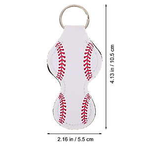 Lurrose 10Pcs Lipstick Holder Neoprene Key Chain Baseball Design Lip Gloss Balm Case Portable Key Holder Hanging Pendants
