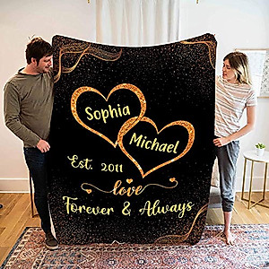 Customized Fleece Blankets for Wife with Husband's Name, Best Gift for Your Life Partner with Quotes, Valentine's Day Gifts, Birthday Gift, for Wife, Supersoft and Cozy Blanket