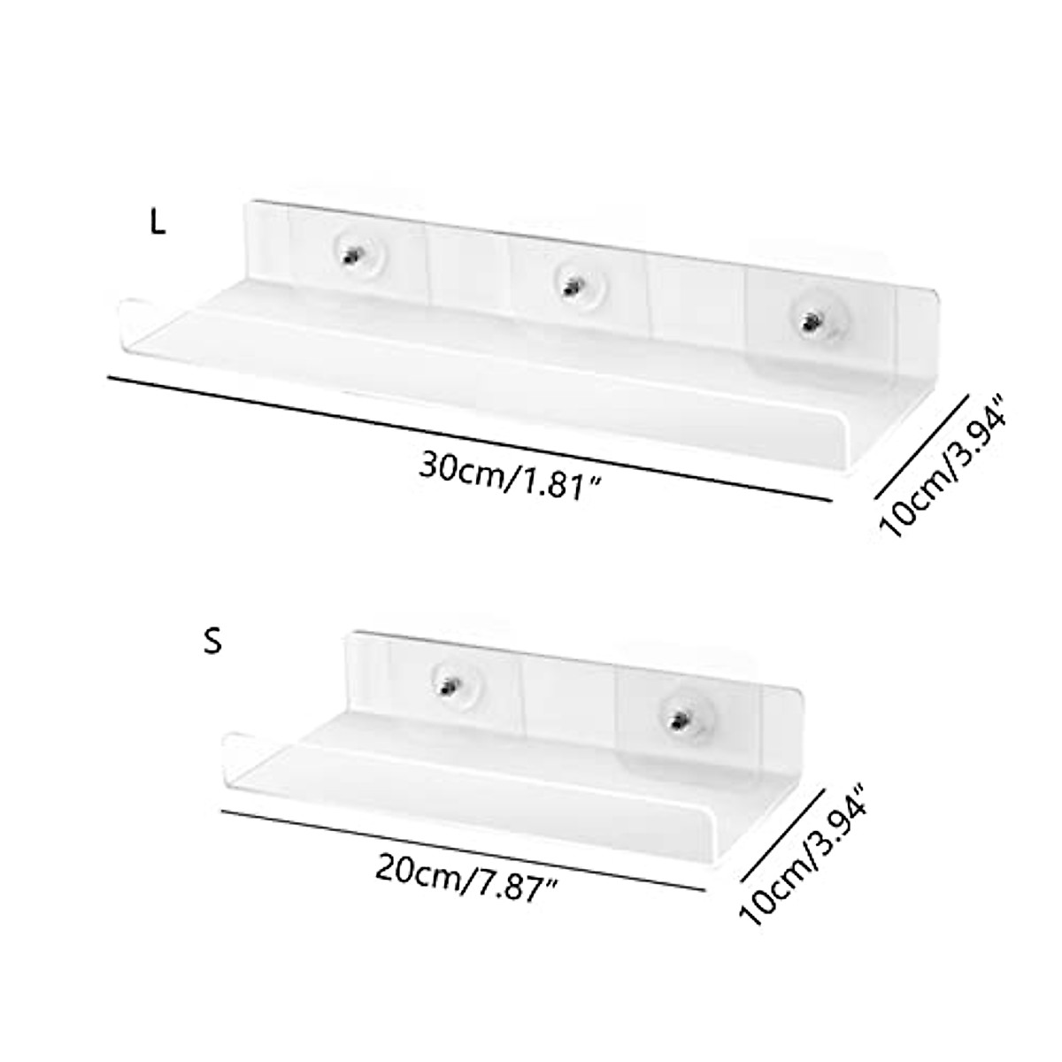 jomgeroz Acrylic Bathroom Shelves Wall Mounted Shower Shelve No Drilling Adhesive Thick Clear Storage & Display Shelves Bathroom Small Wall Shelf with Hooks