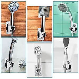 Thinp Strong Adhesive Shower Holder, Handheld Shower Head Holder No Drilling Wall Mounted Shower Bracket Shower Hose Holder for Handheld Shower Head