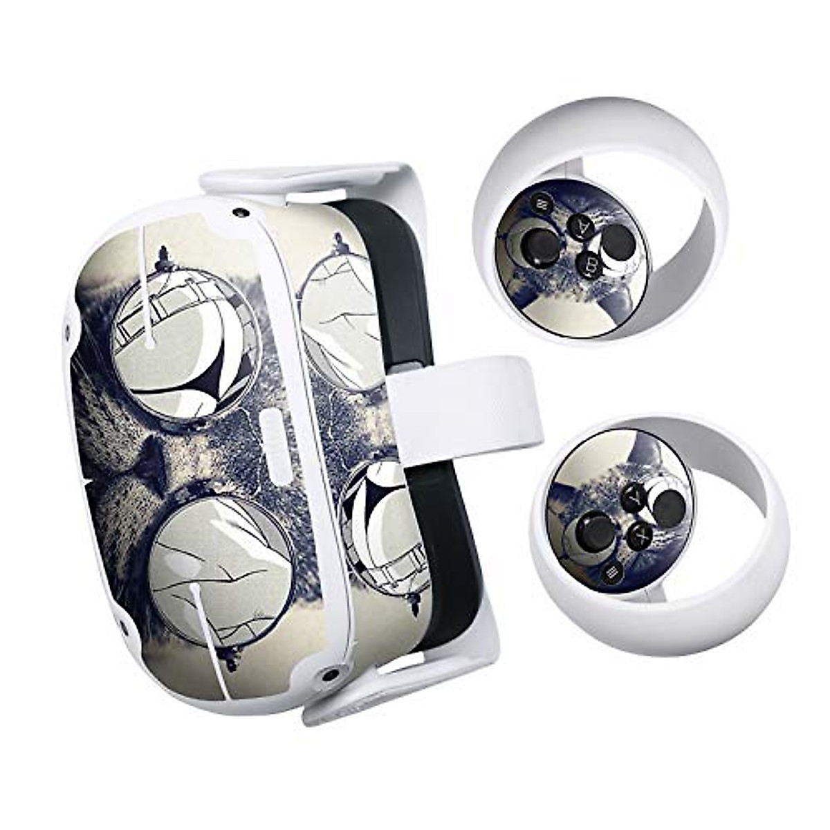 FAMKIT Sticker for VR Headset PVC Stickers Fingerprint-Proof Vinyl Decal Cover for Oculus Quest 2 VR Headset Parts