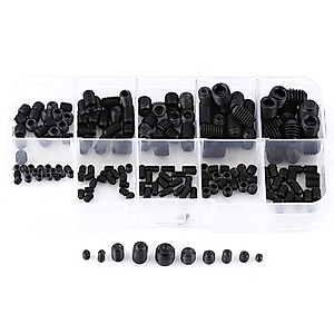 Screw Cup Assortment, Alloy Steel Hex Socket Head Grub Set Screw Cup Point Assortment Kit Insert Tools M3/M4/M5/M6/M8 200pcs with Box