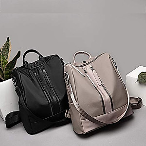 fun young Backpack Purse for Women,Casual Fashion Oxford Cloth Waterproof Shoulder Bags with Earphone Hole(BLACK)
