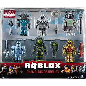 Roblox Action Figure Toy Set 6-pack - Champions of Roblox w/Exclusive Virtual Item - includes Korblox Deathspeaker, Mage, General, The Overseer, Redcliff Elite Commander, Alar Knight - Gift for Kids