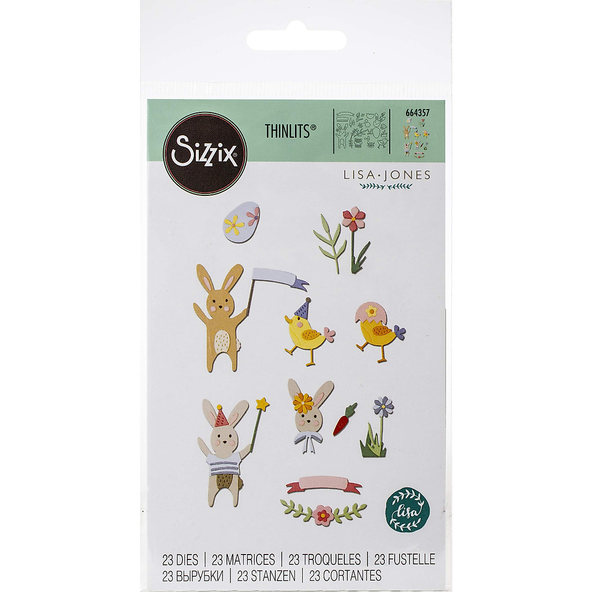 Sizzix Thinlits Die Set 23 Pack Easter Celebration by Lisa Jones, Multicolor