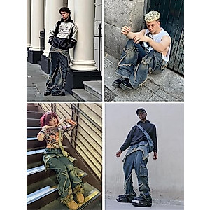 Aelfric Eden Women’s Star Jeans Y2K Unisex Streetwear Fashion Jeans Straight Fit Baggy Wide Leg Pants Causal Trousers