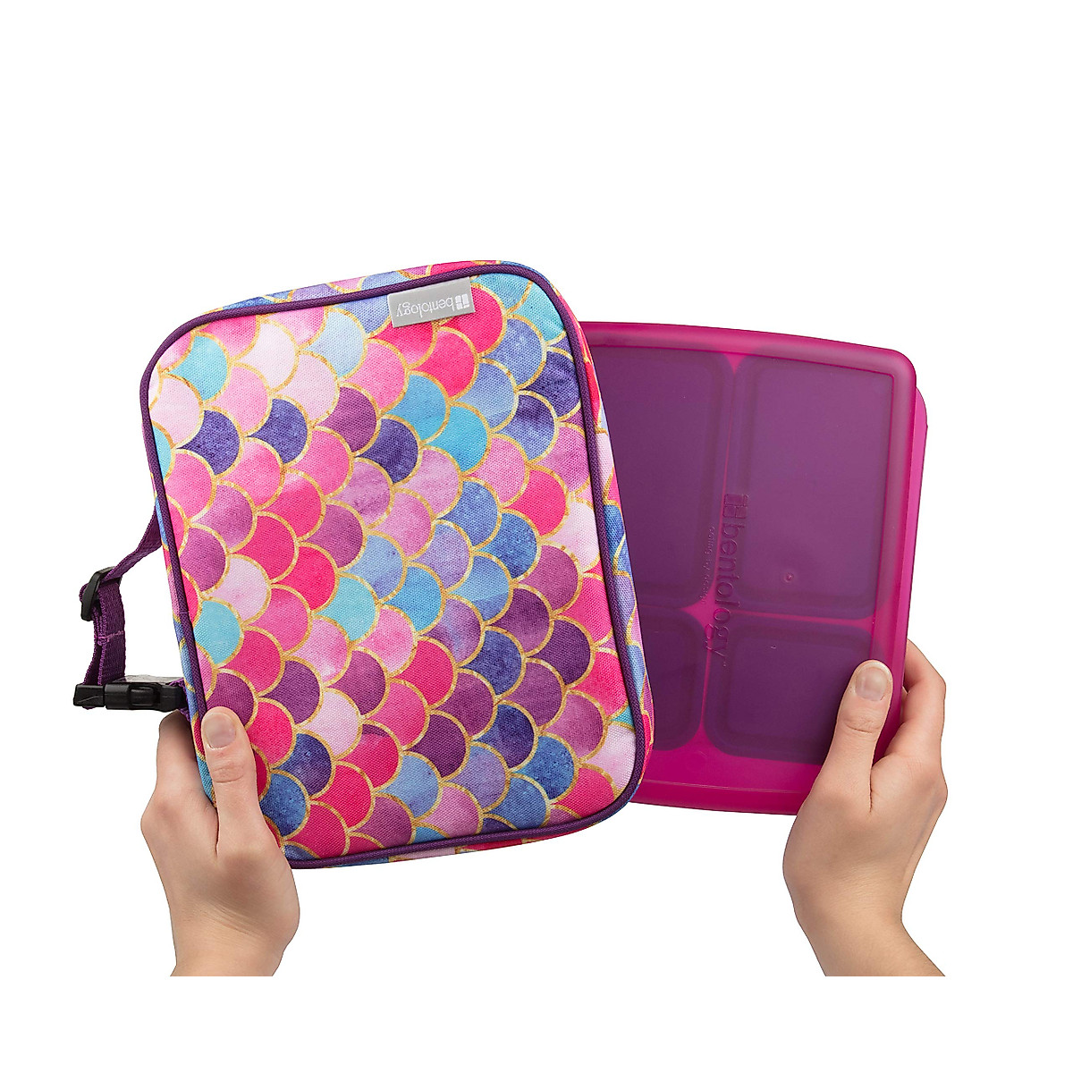 Bentology Lunch Box for Girls - Kids Insulated, Durable Lunchbox Tote Bag Fits Bento Boxes, Containers and Bottles, Back to School Lunch Sleeve Keeps Food Hotter or Colder Longer - Mermaid