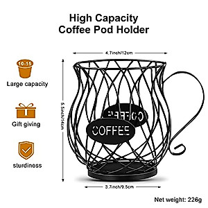 MDHAND K Cup Coffee Pods Organizer Holder, Coffee Capsule Holder, Large-Capacity Coffee Pods Storage Rack for Kitchen Countertop (black, S)