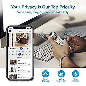 EKEN Doorbell Camera Wireless, Wi-Fi Video Doorbell Camera with AI Smart Human Detection, Indoor Chime Ringer Included, Cloud Storage, 2-Way Audio, Night Vision, Battery Powered