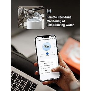 CATLINK Cat Water Fountain with Wireless Pump, 91.71oz/2.6L, Ultra Quiet, Ultrafiltration, Health Monitoring, for Cat Inside, App Control, Automatic Pet Drinking Fountains, CATLINK Pure 2