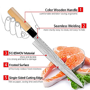 LIUZHANGYU 5Cr15Mov Stainless Steel Yanagi Sushi Sashimi Japanese Knife, 9.5'' (240mm), Wood Handle