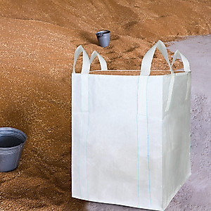 6 Pcs FIBC Bulk Bags 35" L x 35" W x 43" H, Holds Up To 3300 Lbs (SWL) Woven Polypropylene Sack for Dumpster, Feed Grain, Construction, Gravel, Waste Management, Sand Bags With 4 Lift Loops