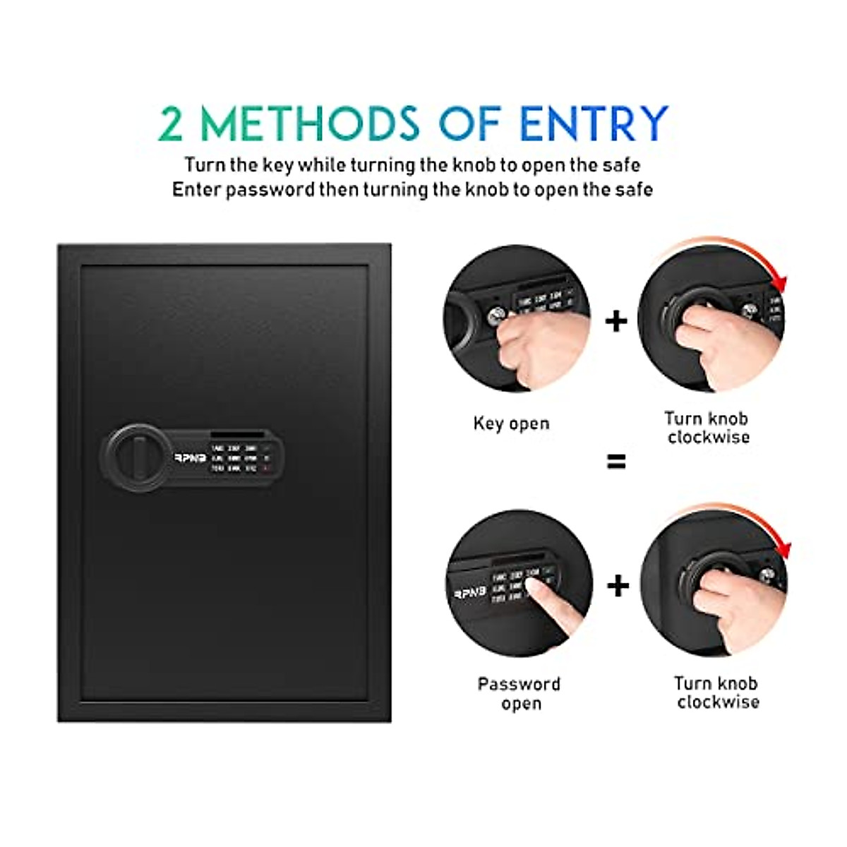 RPNB Deluxe Safe and Lock Box,Money Box,Digital Keypad Safe Box,Steel Alloy Drop Safe, Keypad Lock,Perfect for Home Office Hotel Business Jewelry Gun Cash Use Storage,1.8 Cubic Feet