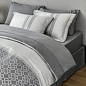 Bedsure Queen Size Bedding Set - 7 Pieces Hotel Style Queen Bed in a Bag Comforter Set with Sheets, Soft Textured Queen Bedding Comforter Set, Luxurious Grey Bedding Set