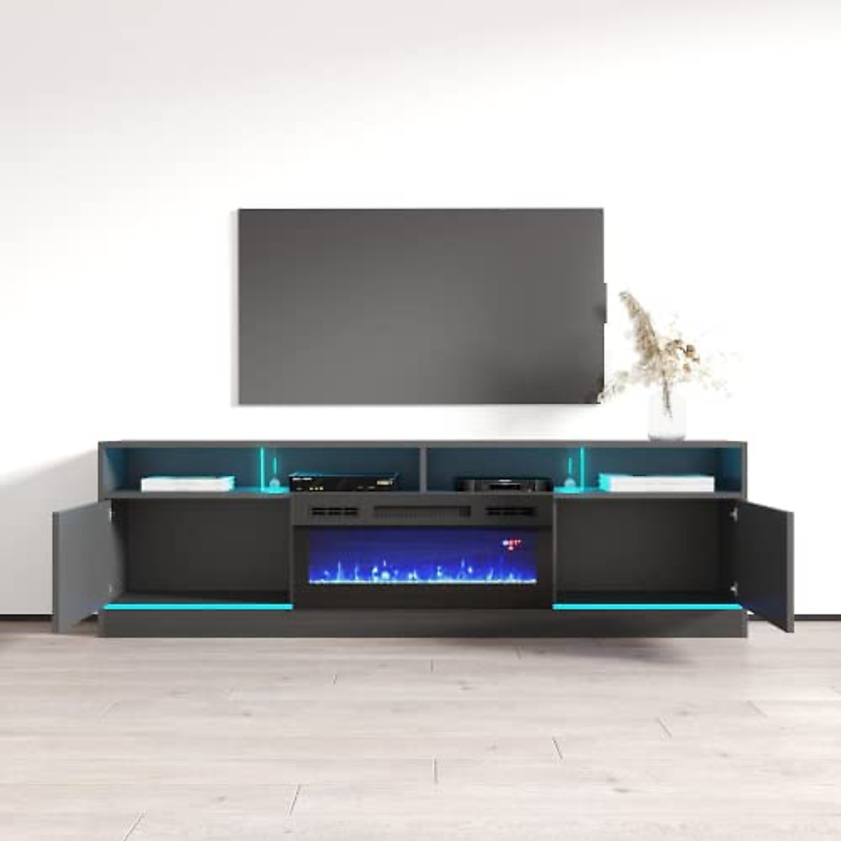 Disparo BL-05 Electric Fireplace 79" TV Stand Gray