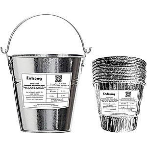 Entsong Grill Grease Drip Bucket with 10 Pack Grease Bucket Liners, Compatible with Traeger Smoker Grills/Oklahoma Joe's/Green Mountain Grill/Z Grill