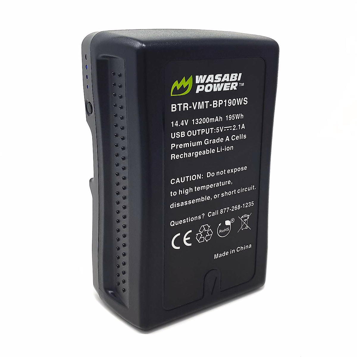 Wasabi Power V Mount/V Lock Battery (195Wh, 14.4V, 13200mAh) Rechargeable Li-ion Battery for Broadcast Video Camcorder, Compatible with Sony HDCAM, XDCAM, Digital Cinema Cameras and Other Camcorders