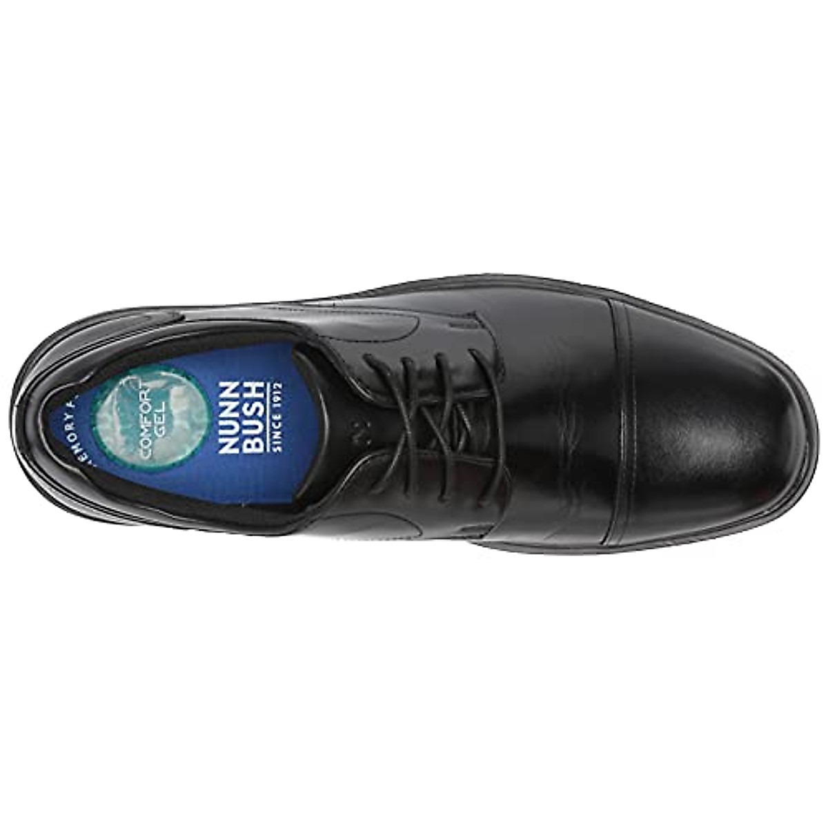 Nunn Bush Men's PRO Cap Toe Oxford with KORE Slip Resistant Comfort Technology, Black, 10.5 X-Wide