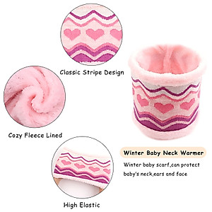 Winter Kids Hat Scarf Gloves Set Knit Fleece Lined Beanie Neck Warmer Mittens for Toddler Boys Girls 3-8 Years (Pink-B)