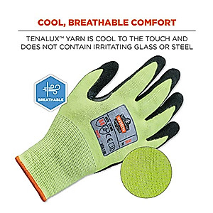 Ergodyne Cut Resistant Gloves, Cut Level 4, Nitrile Coated Palm for Grip, Hi Vis, ProFlex 7041 Lime, Large