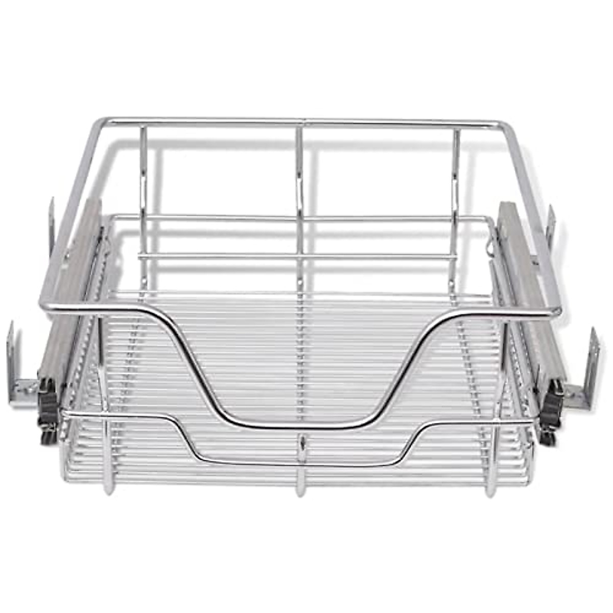 Mogou Pull-Out Wire Basket Pull Out Spice Rack, Blind Corner Cabinet Pull Out, Pull Out Shelf Storage for Kitchen Base Cabinet Organizations 2 pcs Silver 15.7"