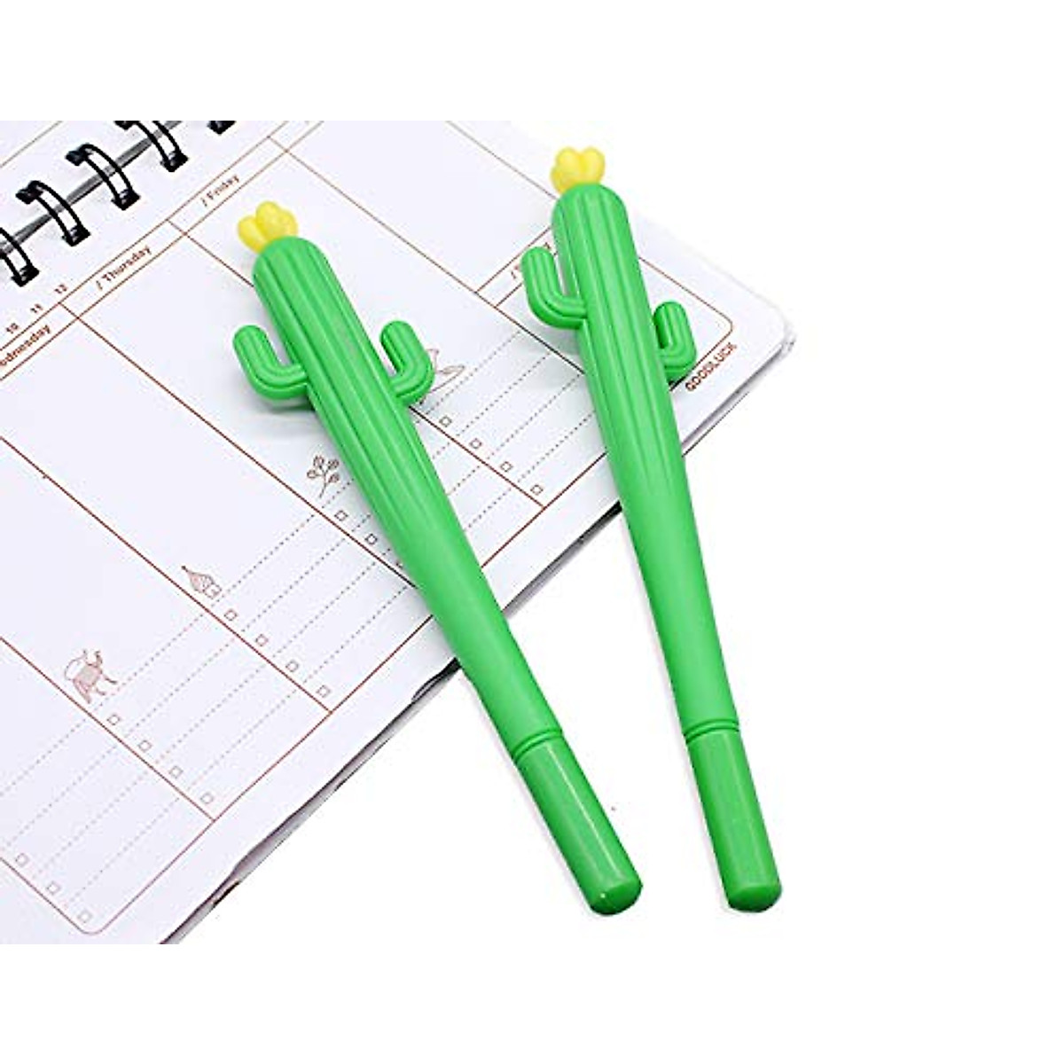 Cactus Shaped Rollerball Pen Cute Creative 0.5 mm Black Ink Gel Pens For Student and Office 12 Pieces by Meiso