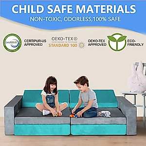 RELIANCER 8PCS Modular Kids Play Couch,Kid's Foam Couches for Playroom,Toddler to Teen Sectional Sofa Play Set,Childrens Nugget Couch,Playhouse Foam Block Playset,Fort Couch,Baby Climbing Couch Set