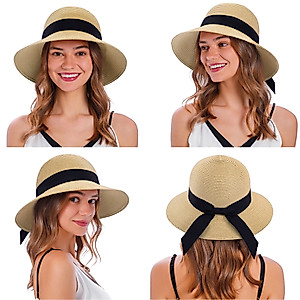 Straw Hat for Women Sun Hat Crushable Summer Hats for Women Beach Hat Womens Straw Hat Ponytail Sun Protection Hat Rolled Straw Hat Womens Hats,Natural