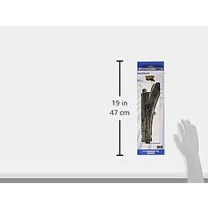 Bachmann Trains - E-Z COMMAND DCC EQUIPPED TURNOUT – RIGHT - NICKEL SILVER E-Z TRACK With Grey Roadbed - HO Scale Medium