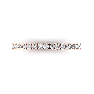0.57 ct Round Cut Clear Simulated Diamond 14k Rose Gold Stackable Wedding Engagement Designer Anniversary Ring Band Sz 9.5