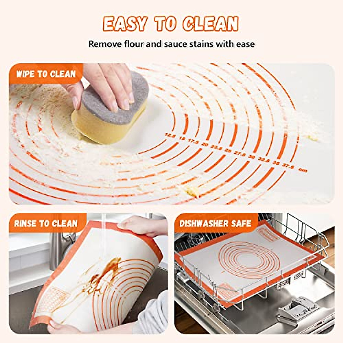 MMmat Silicone Pastry Mat, Extra Large Non-slip Silicone Baking Mat with Measurements, Counter Mat, Dough Rolling Mat, Fondant and Pie Crust Mat, (36 x 24 IN) 36'' By 24''