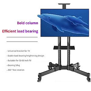 Rolling TV Bracket Mobile Floor cart Mute Bracket 32-70 inch Monitor TV Rack Display with Wheels and Tilt Mount, Height Adjustable Floor TV Stand Holds up to 165 lbs (Black) (D910)