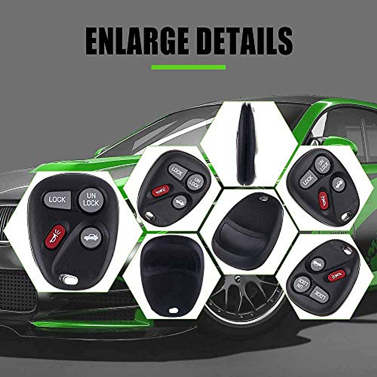 SCITOO Keyless Entry Option Replacement for 4 Buttons 1998-2001 for Chevy for Blazer for S10 for GMC Sierra 2500 Sonoma Yukon for Oldsmobile Bravada 1PC FCC 16245100