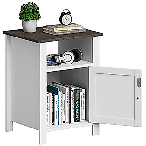 ChooChoo Farmhouse Nightstand, Rustic Vintage End Side Table with Storage for Bedroom Living Room, White
