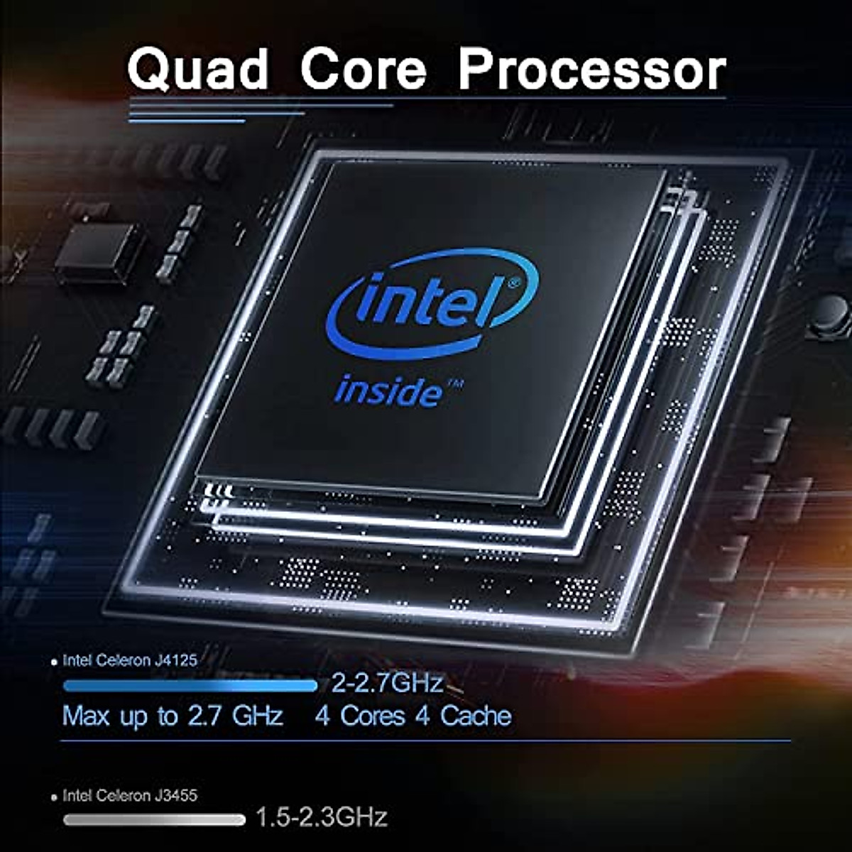 Mini PC Intel Celeron J4125 (up tp 2.70Ghz) 8GB RAM 128GB HDD ROM Quad-Core Windows 11 Computer