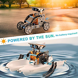 mababa 12-in-1 Solar Robot Building Kit for Kids, STEM Educational Creation 190-Piece Kit with Solar Powered Motorized Engine and Gears for Boys and Girls Ages 8-12.