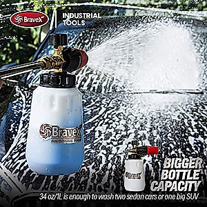 STEINBRÜCKE Foam Cannon -Snow Foam Lance Heavy Duty with Extra-Wide Neck, Thicker Brass Core and 5 Nozzle Tips for Pressure Washer Gun 1 Liter