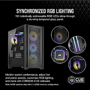 Corsair Vengeance i7400 Series Gaming PC - Liquid Cooled Intel® Core™ i9 12900K CPU - NVIDIA® GeForce RTX™ RTX 4090 GPU - 2TB M.2 SSD - 64GB Vengeance RGB DDR5 Memory - Black