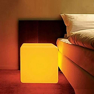 HTZ Cube Chair Light Rechargeable Led Stool Waterproof with Trol Ma-Gi-C Color Changing Sidcolor,Home Garden Party Decoration/43Cm/16.9Inch (Color : 35Cm/13.7Inch)