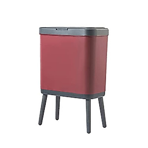 XBWEI Clamshell Type High-Foot Kitchen Trash Can Tall Garbage Bin Rubbish Box Waste Storage Bucket Bathroom Toilet Room ( Color : E , Size : 1 )