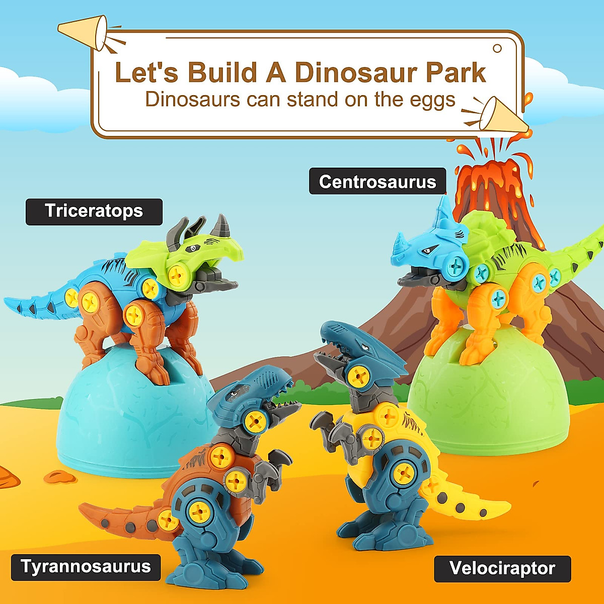 Yutin Take Apart Dinosaur Toys, Easter Egg Toy, STEM Construction Building Kits for Kids, Toddler Dino Gift for 3 4 5 6 7 Year Old Boys