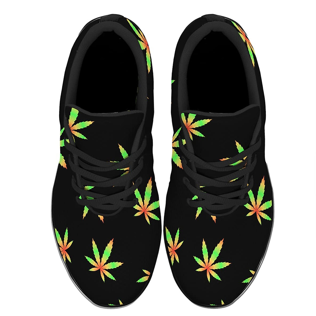 Marijuana Leaf Shoes Men Fashion Weed 420 Sneakers Women Mesh Walking Athletic Cannabis Shoes Black Size 10.5