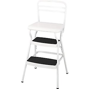 Cosco White Retro Counter Chair / Step Stool with Lift-up Seat