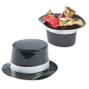 Fun Express Mini Top Hats, Set of 12 - 4.5 inch Black Plastic Hats - Costume Headwear for Event Planners, Party Organizers, Crafters, Brides and Grooms, People Hosting Themed Events