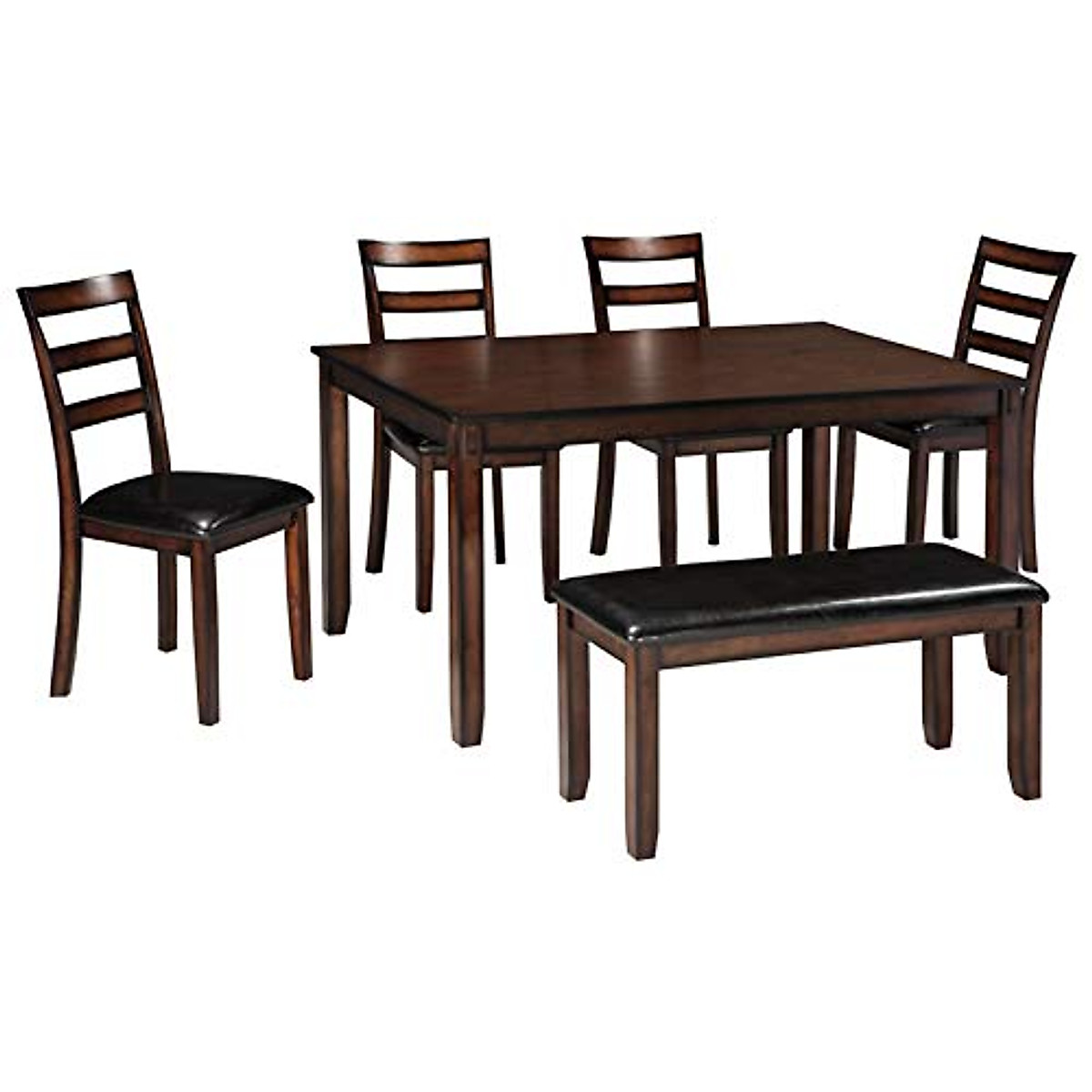 Signature Design by Ashley Coviar 6 Piece Dining Set, Includes Table, 4 Chairs & Bench, Dark Brown