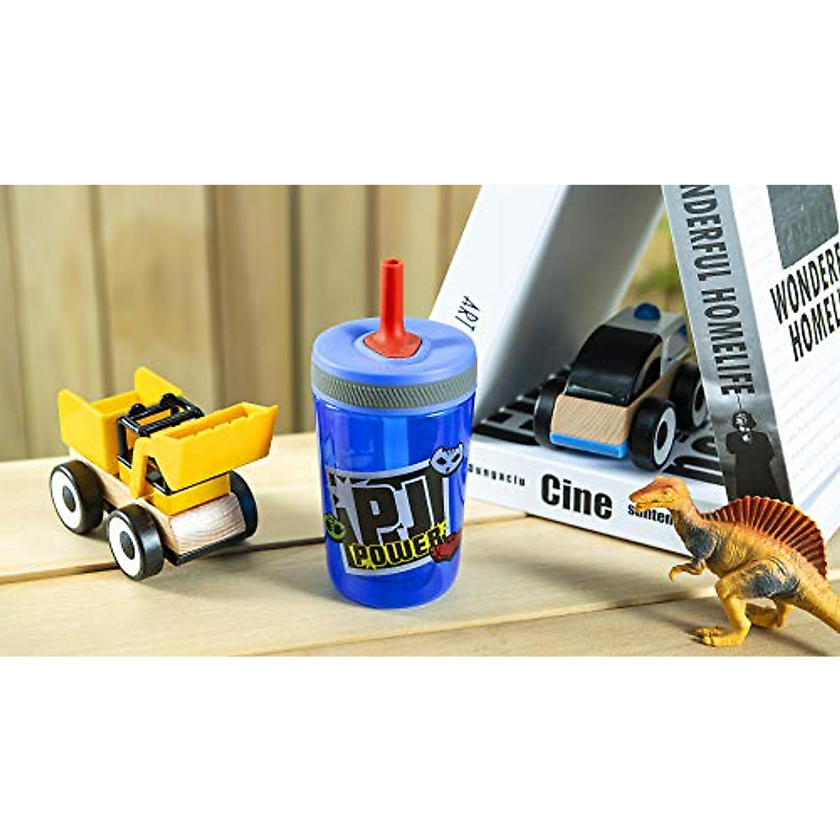 Zak Designs Kelso Tumbler 2pc Set, Leak-Proof Screw-On Lid with Straw Made of Durable Plastic and Silicone, Perfect Bundle for Kids, 2 Count (Pack of 1), PJ Masks Catboy Owlette Gekko