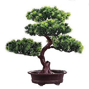 GEZICHTA Artificial Bonsai Tree Potted Plant Ornament Bonsai Simulation Bonsai Green Plant Fake Plant Decoration Potted Artificial House Plants for Desk Home Office Display