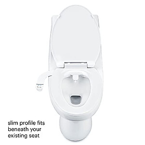 Brondell SS-150W SimpleSpa Thinline Essential Bidet Attachment for Toilet Seats with Adjustable Water Pressure, Side Arm Control, Thin Profile, White (Single Nozzle)