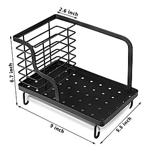 RedCall Kitchen Sink Caddy Sponge Holder,Large Stainless Steel Sponge Holder for Kitchen Sink with Drain Tray,Rustproof Sponge Dish Brush Soap Dispenser Holder Organizer Countertop